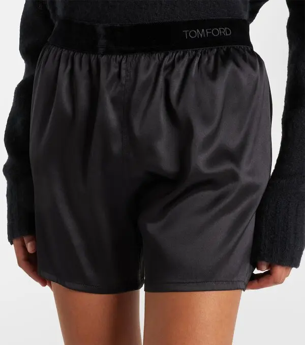 TOM FORD High-rise Silk-blend Satin Shorts - Black