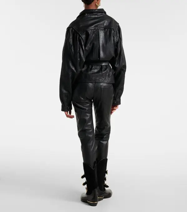 Isabel Marant Étoile Vanel Leather Straight Leg Trousers