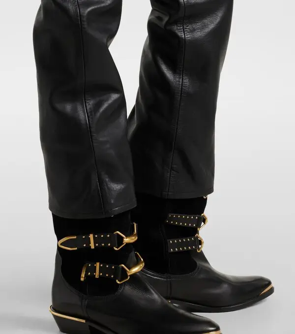 Isabel Marant Étoile Vanel Leather Straight Leg Trousers