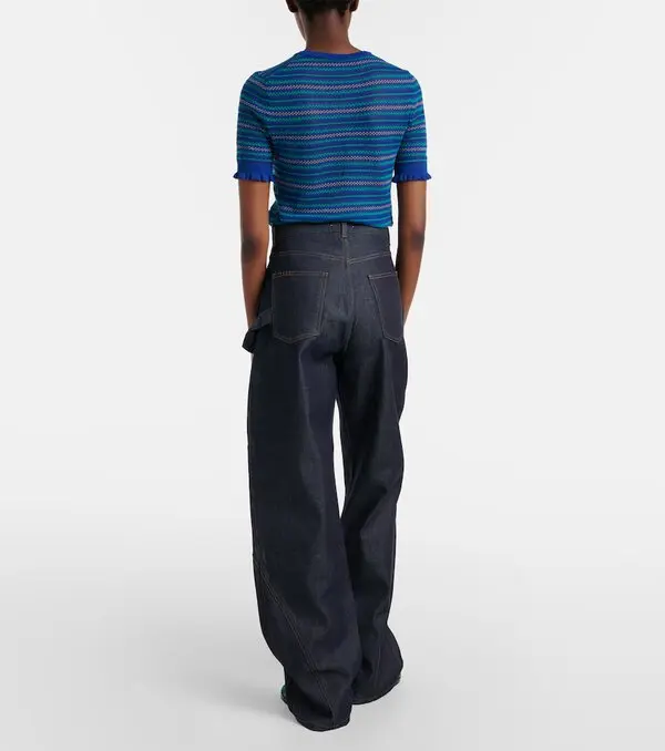 JW Anderson Embroidered High-rise Straight Jeans - Blue