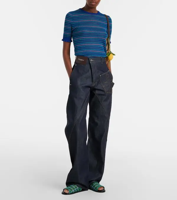 JW Anderson Embroidered High-rise Straight Jeans - Blue