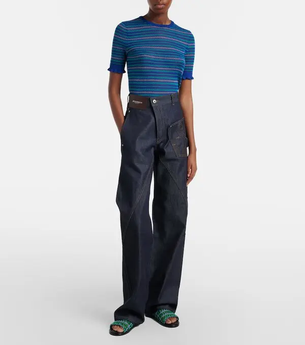 JW Anderson Embroidered High-rise Straight Jeans - Blue