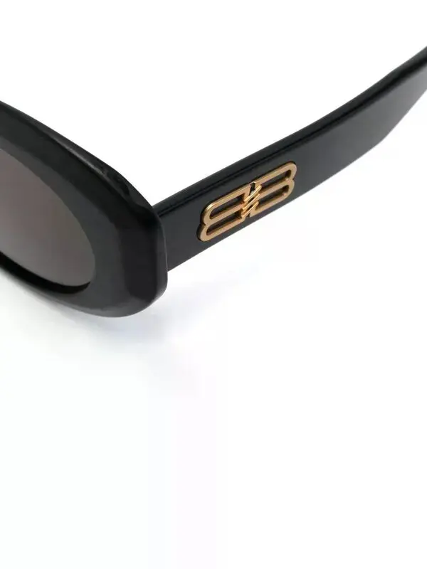 Balenciaga Logo Plaque Round-frame Sunglasses
