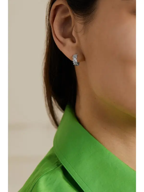 SUZANNE KALAN Shimmer 18-karat White Gold Diamond Hoop Earrings