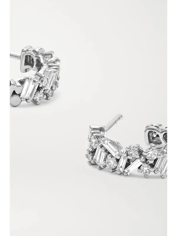 SUZANNE KALAN Shimmer 18-karat White Gold Diamond Hoop Earrings
