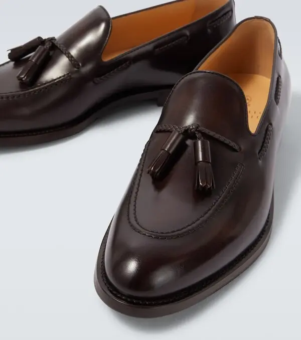 Brunello Cucinelli Bisonte Leather Tassel Loafers