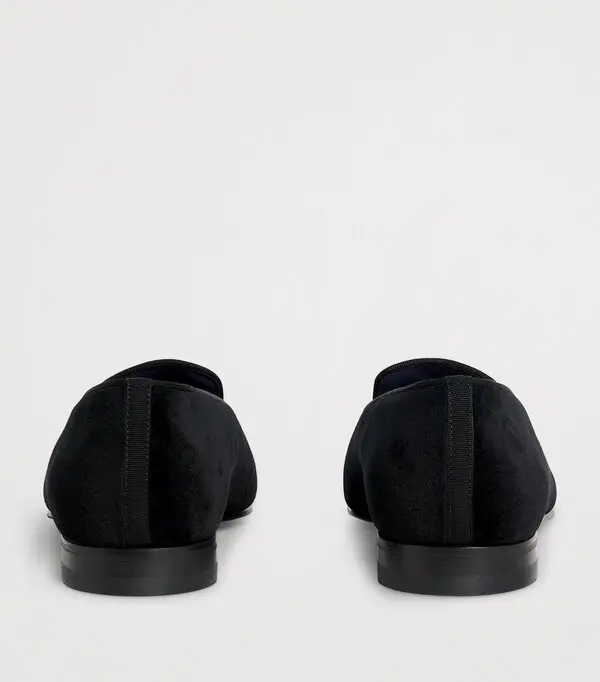 Ralph Lauren Purple Label Velvet Crest-embellished Slippers