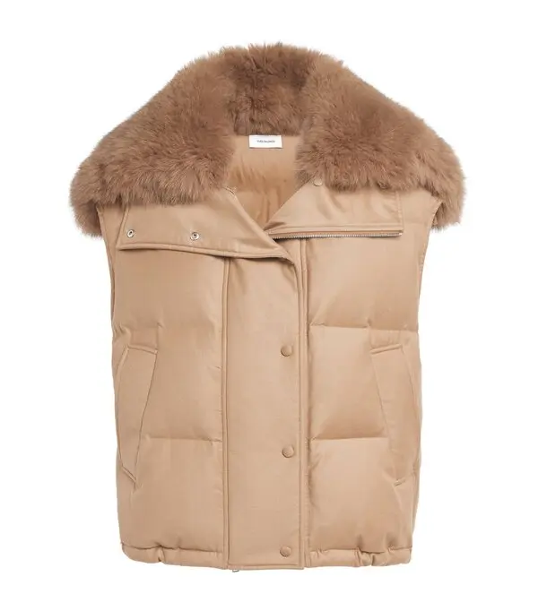 YVES SALOMON Down Virgin Wool And Mink Gilet - Beige