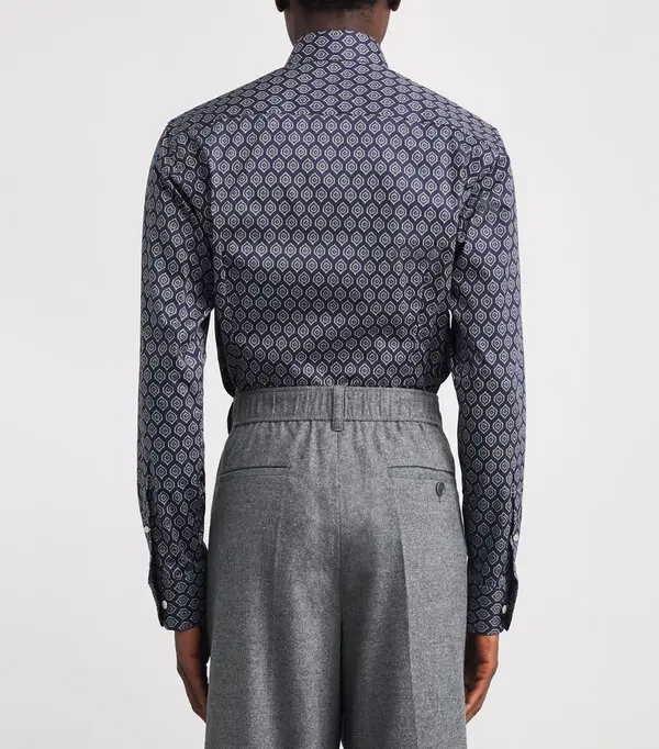 Eton Cotton Twill Geometric Print Contemporary Fit Shirt
