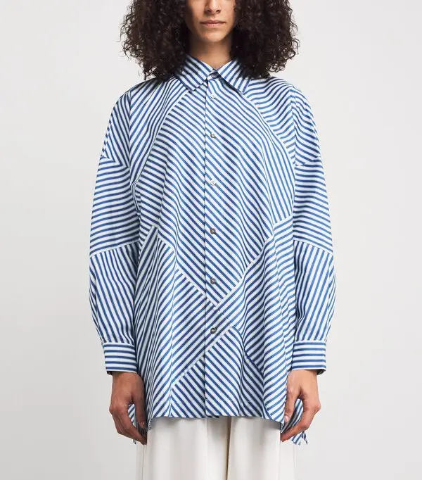 Eskandar Stripe Wide A-line Shirt
