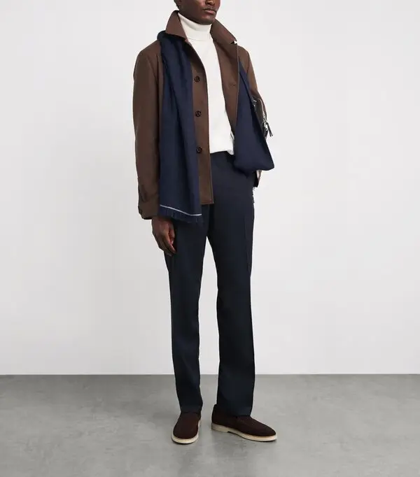 Brioni Cashmere Fringed Scarf - Blue