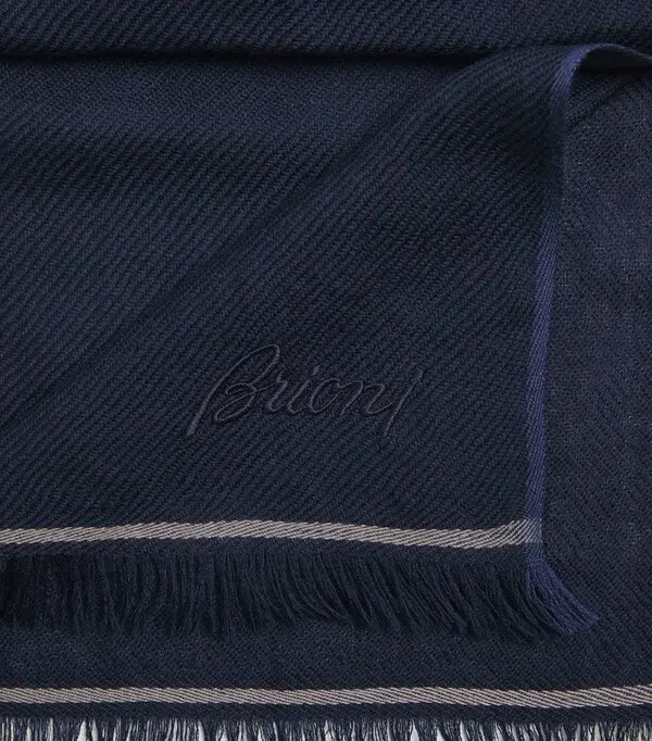 Brioni Cashmere Fringed Scarf - Blue