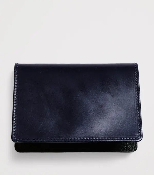 SWAINE Leather Business Card Case - Navy