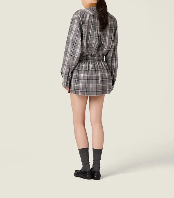 Miu Miu Checked Flannel Mini Skirt