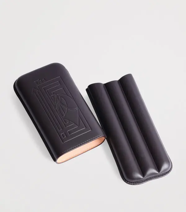 SWAINE Leather Cigar Case - Black