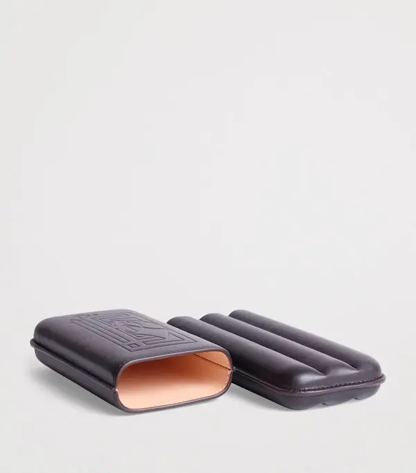 SWAINE Leather Cigar Case - Black