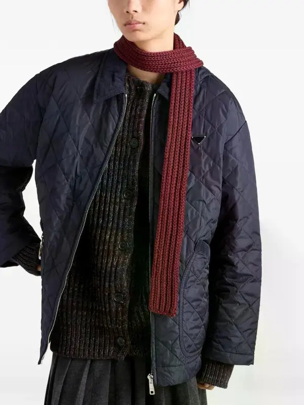 Prada Enameled Metal Rib Knit Scarf - Red