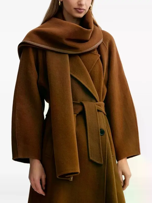 Liviana Conti Belted Scarf-detail Coat - Brown