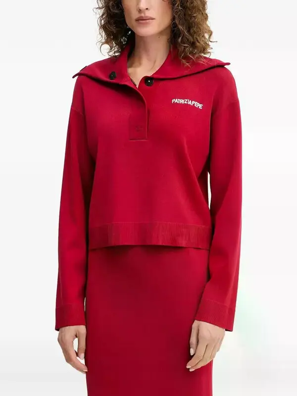 Patrizia Pepe Button-fastening Sweater With Embroidered Logo