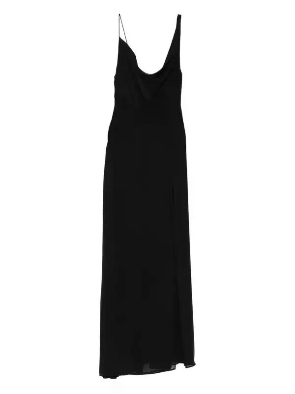 Amiri Cowl Neck Maxi Dress With Side Slit - Black