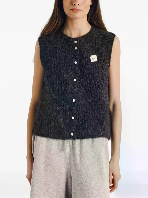 American Vintage Sleeveless Button East Cardigan Vest - Grey