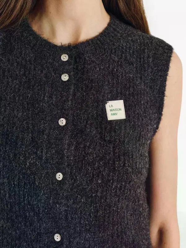 American Vintage Sleeveless Button East Cardigan Vest - Grey