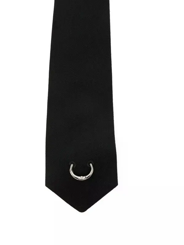 MEDEEA Ring Detail Neck Tie - Black