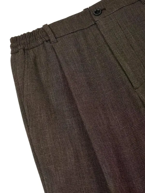 STUDIO TOMBOY Houndstooth Pattern Pleated Trousers - Brown