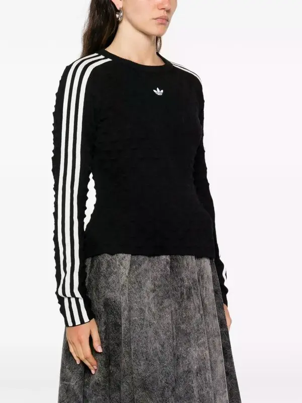 Adidas Long Sleeve Crewneck Sweater With Logo Detail - Black