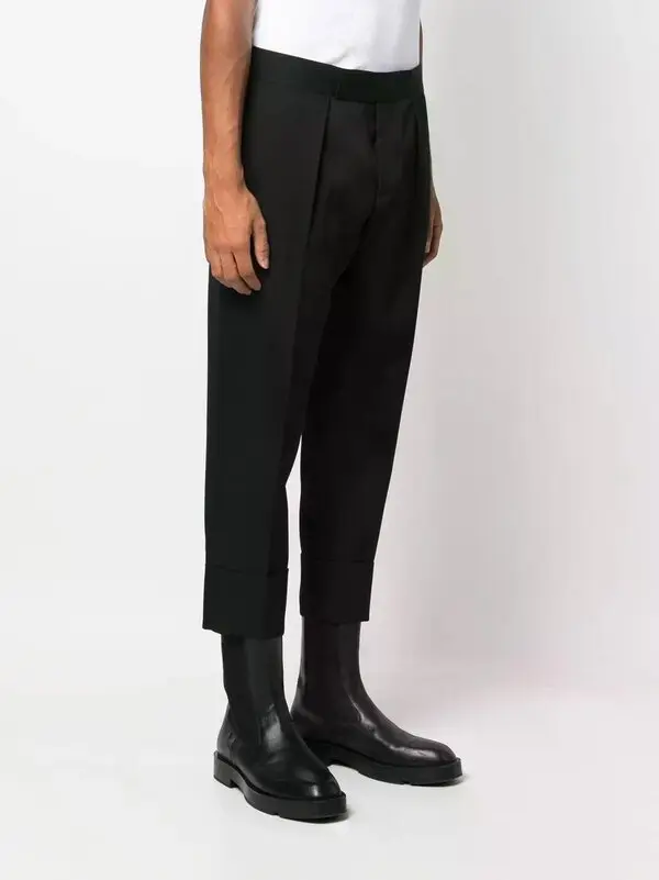 SAPIO Pleated Cropped Wool/cotton Trousers