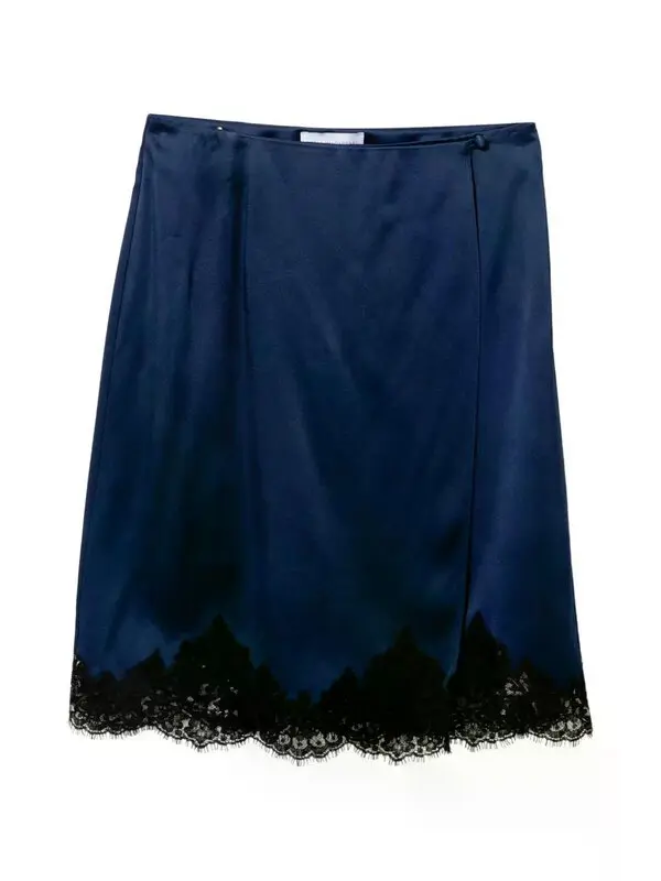 Stella McCartney Lace-trimmed Satin Midi Skirt - Blue