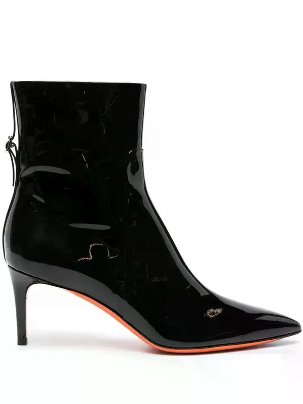 Santoni 65mm Patent Leather Ankle Boots - Black