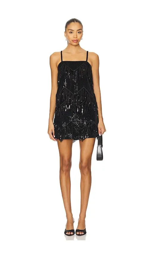 Steve Madden Blakelyn Sequined Fringe Top - Black