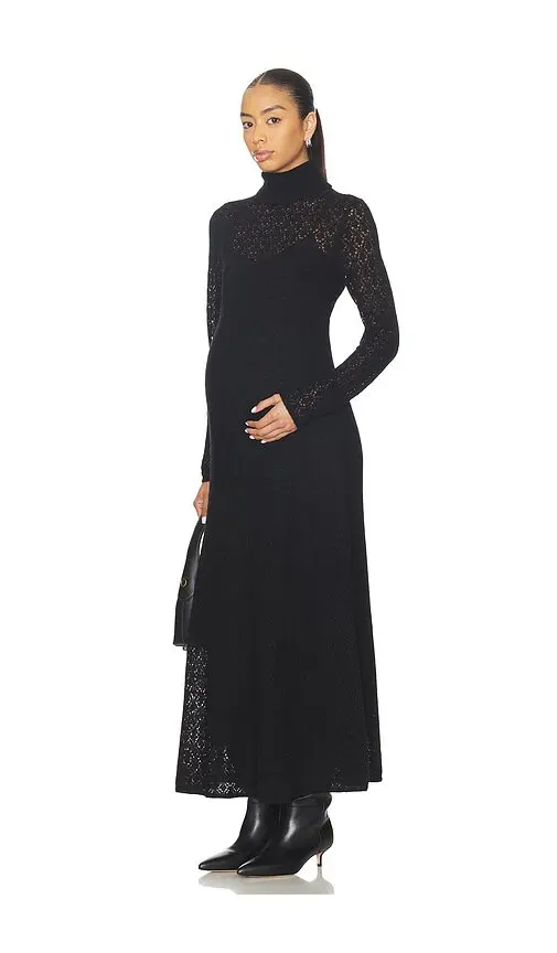 Hatch Luella Knit Pointelle Maxi Dress - Black