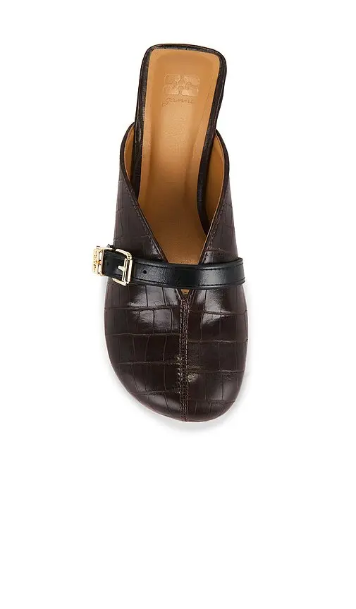 GANNI Sue Mule With Buckle Detail - Brown