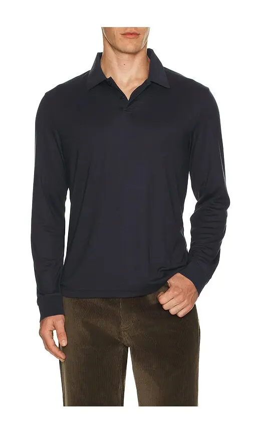 Theory Anemone Milano Goris Long Sleeve Polo In . Also - Navy