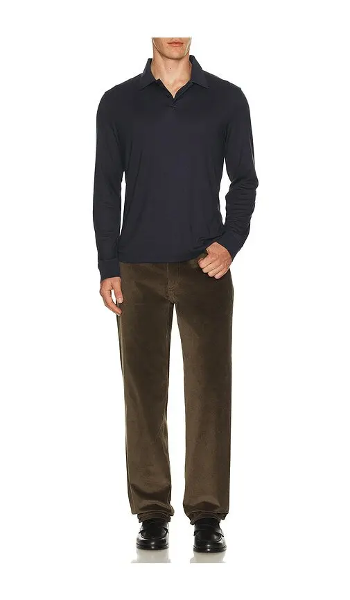 Theory Anemone Milano Goris Long Sleeve Polo In . Also - Navy