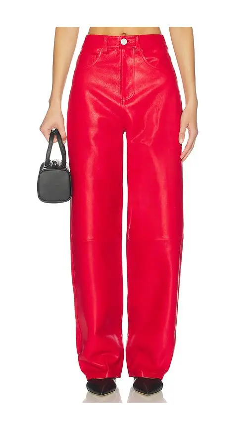 RÓHE Baggy Leather Trousers - Red