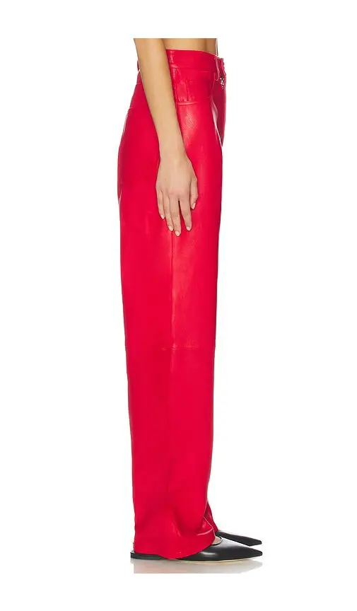 RÓHE Baggy Leather Trousers - Red
