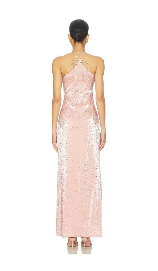 LA FUORI Halterneck Beaded Maxi Dress