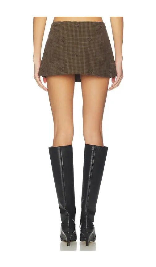 MY MUM MADE IT Rosette Check Mini Skirt - Brown