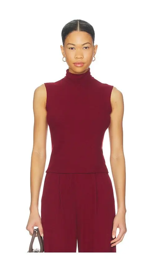 LESET Sleeveless Turtleneck Top - Red