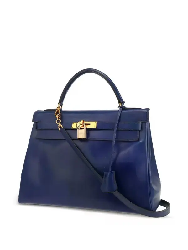 Hermès 1991 Kelly 32 Leather Tote Bag - Blue