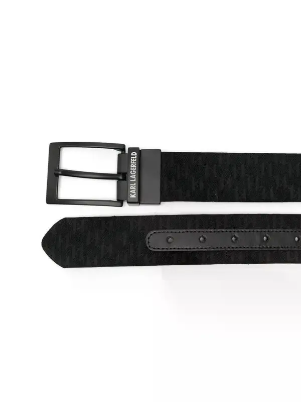 Karl Lagerfeld Logo Buckle Belt - Black