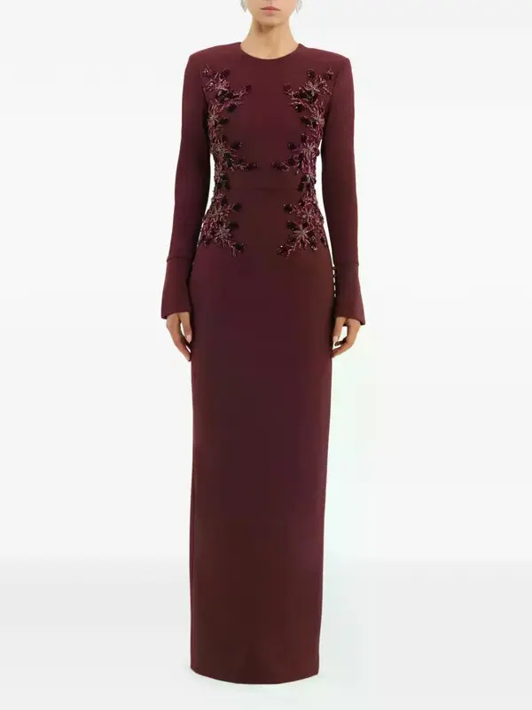 Rebecca Vallance Lulee Embellished Long-sleeve Maxi Dress
