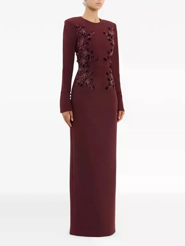 Rebecca Vallance Lulee Embellished Long-sleeve Maxi Dress