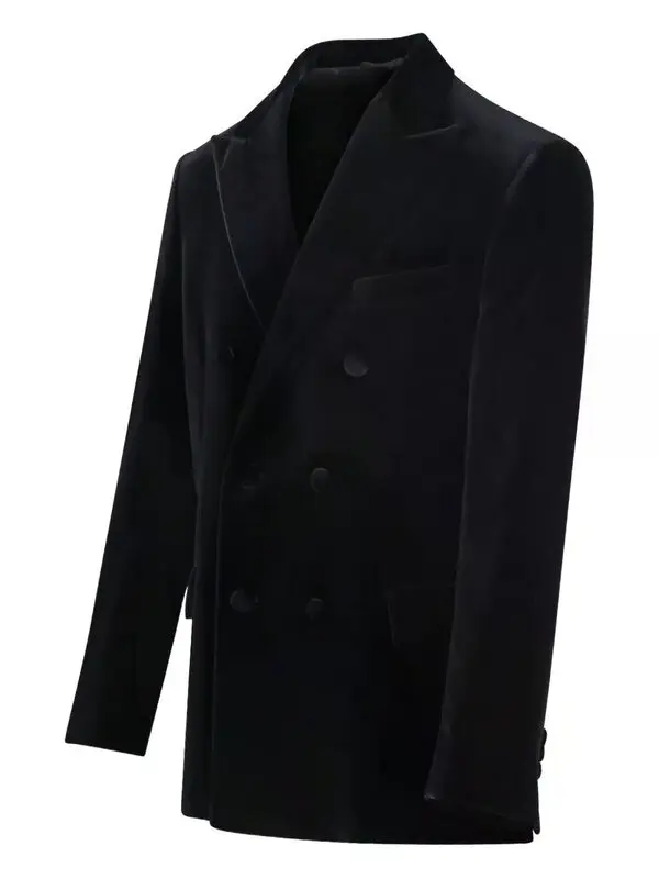 GOLDEN GOOSE Double-breasted Blazer In Velvet With Satin Lapels