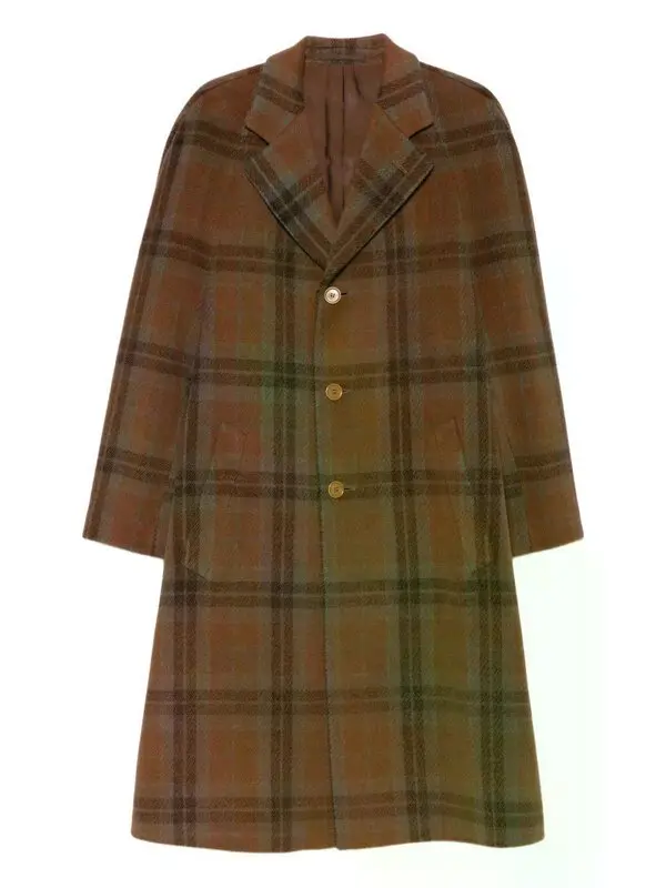 ROMEO GIGLI 1990s Checked Wool Coat - Brown