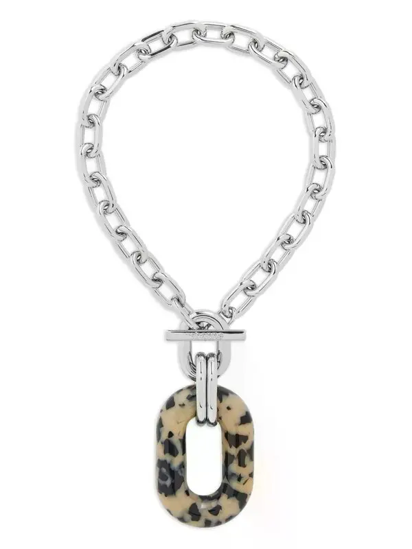 Rabanne Tortoiseshell Resin Link Necklace - Silver