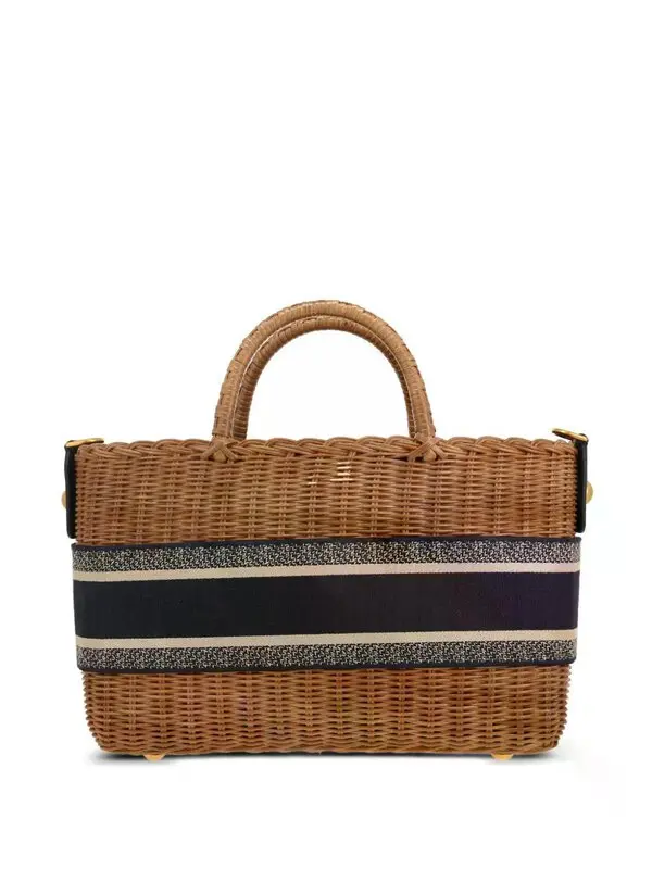 Dior 2021 Wicker And Canvas Tote Bag